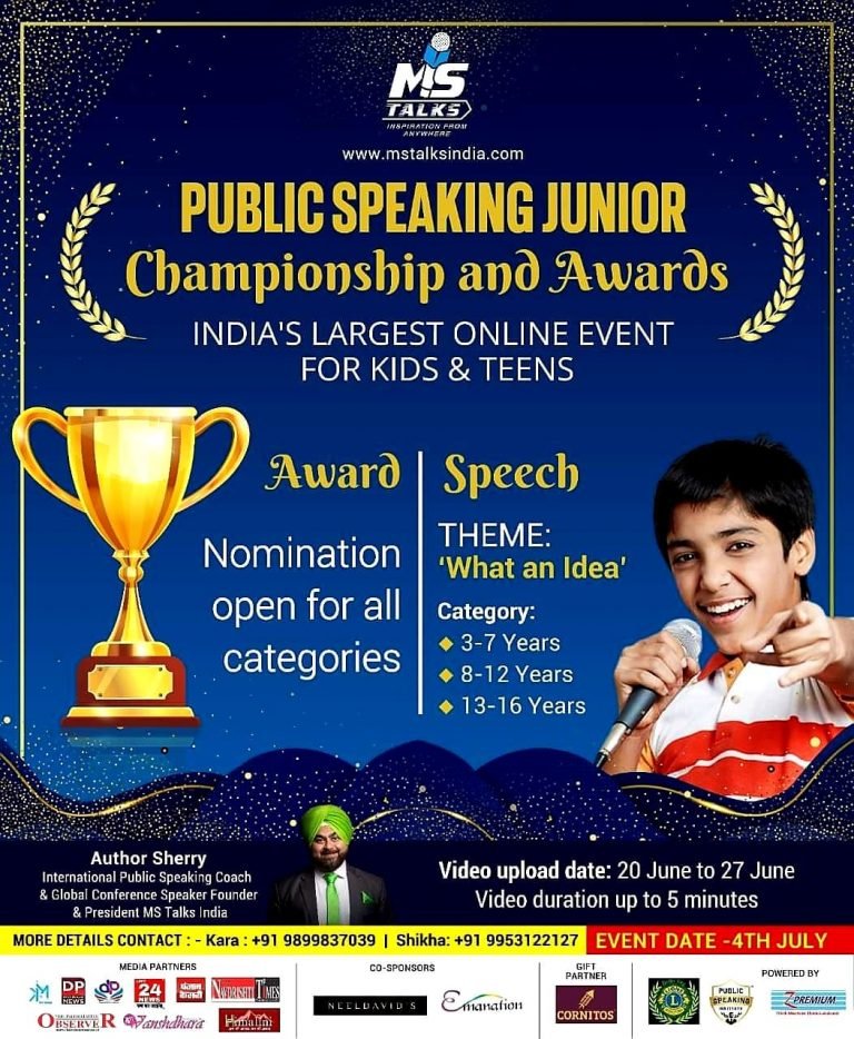 Public Speaking Junior Championship & Awards 2021 | MS Talks India